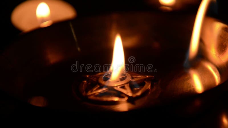 Burning Pentacle on Altar Closeup Footage Stock Footage - Video of ...
