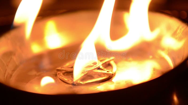 Burning Pentacle on Altar Closeup Footage Stock Footage - Video of ...