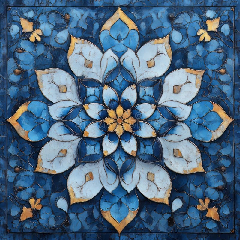 The Ancient Persian Geometry Pattern Canvas Printing, Green Blue and ...