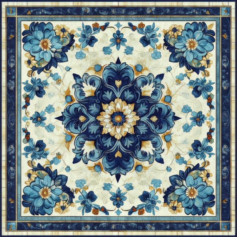 The Ancient Persian Geometry Pattern Canvas Printing, Green Blue and ...