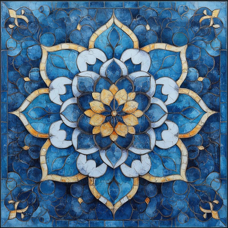 The Ancient Persian Geometry Pattern Canvas Printing, Green Blue and ...