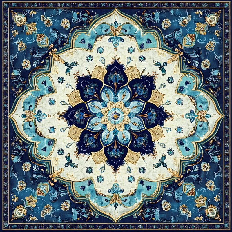The Ancient Persian Geometry Pattern Canvas Printing, Green Blue and ...