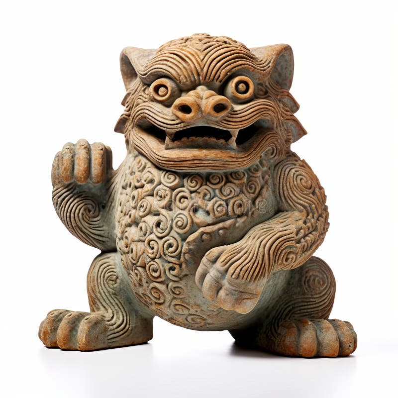 Ancient Persian Mythical Creature Pottery Sculpture Isolated White ...