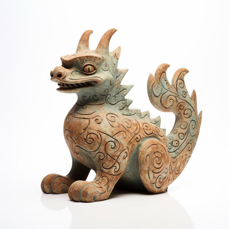 Ancient Persian Mythical Creature Pottery Sculpture Isolated White ...