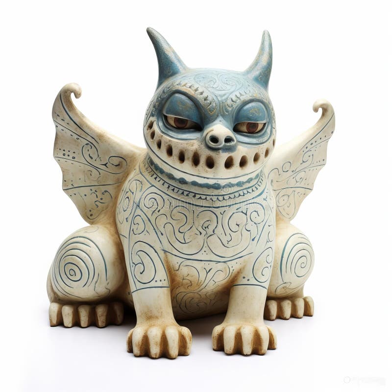 Ancient Persian Mythological Creature Pottery Sculpture Isolated ...