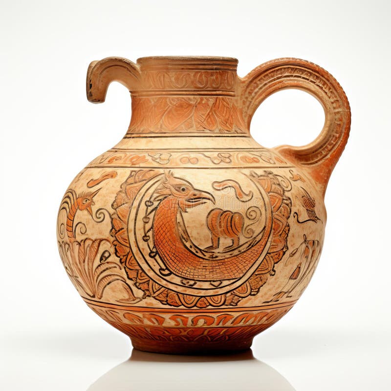 Ancient Persian Pottery Sculpture Artwork on White Background Stock ...