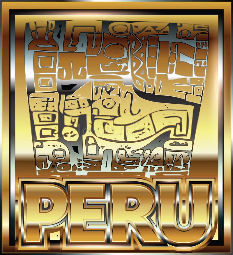 Ancient Peruvian Gold Ornament Illustration Stock Vector - Illustration ...