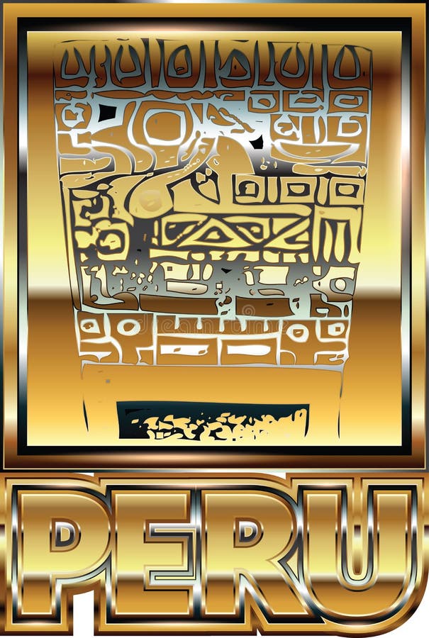 Ancient Peruvian Gold Ornament Illustration Stock Vector - Illustration ...