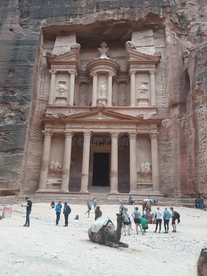 Ancient Petra in Jordan editorial stock photo. Image of monument ...