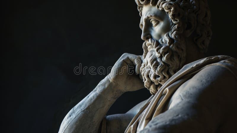 Ancient Philosopher Statue in Thoughtful Pose Stock Illustration ...