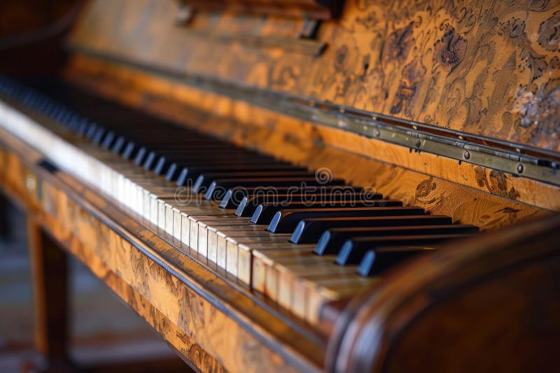Ancient Piano Keyboard Showing Black and White Keys Close Up Stock ...