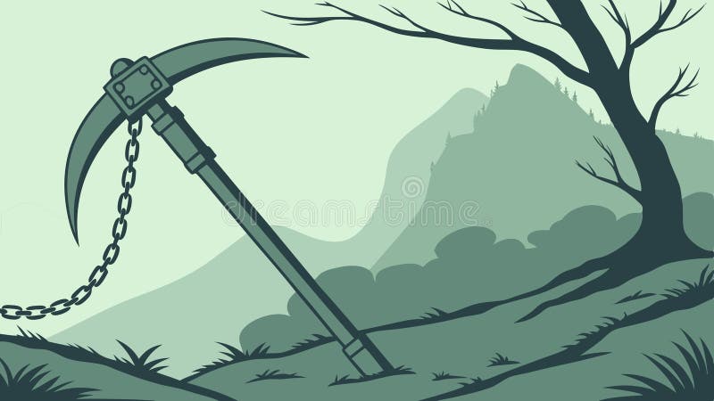 Ancient Pickaxe in Forest Setting, Wilderness Tool Vector Art, Vector ...