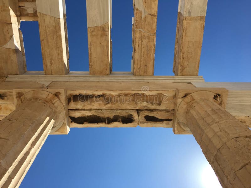 Ancient Pillars Under Clear Sky Stock Image - Image of architecture ...
