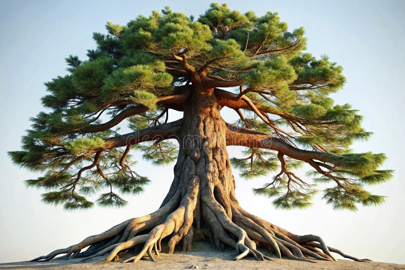 Ancient Pine Tree with Striking Exposed Roots a DronesEye View of ...