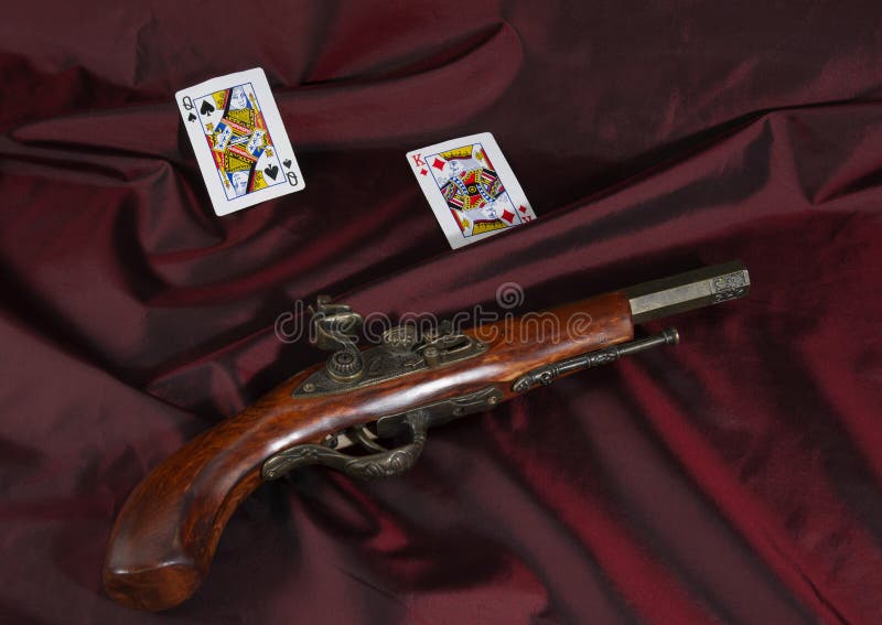 Ancient Pistol, Playing Cards, Cloth, Composition. Stock Illustration ...