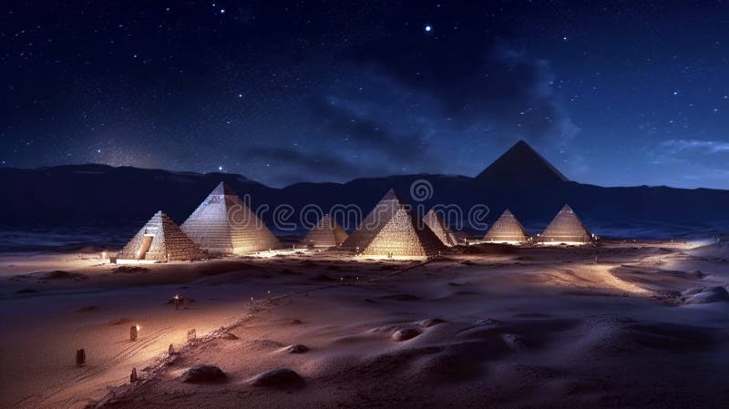 Ancient Places Backgrounds. Pyramids Under Night Sky. AI Generative ...