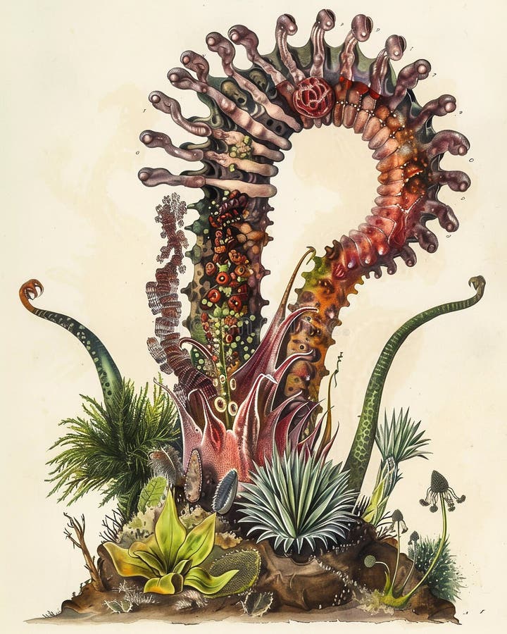 Ancient Plants. Botanical Art Stock Illustration - Illustration of ...