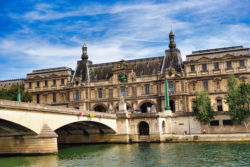 Ancient Pont Alexandre III Deck Arch Bridge Spanning the Seine in Paris ...