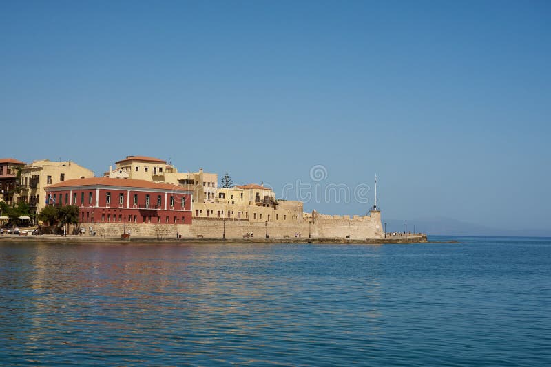 An Ancient Port of Chania on the Island of Crete Stock Photo - Image of ...