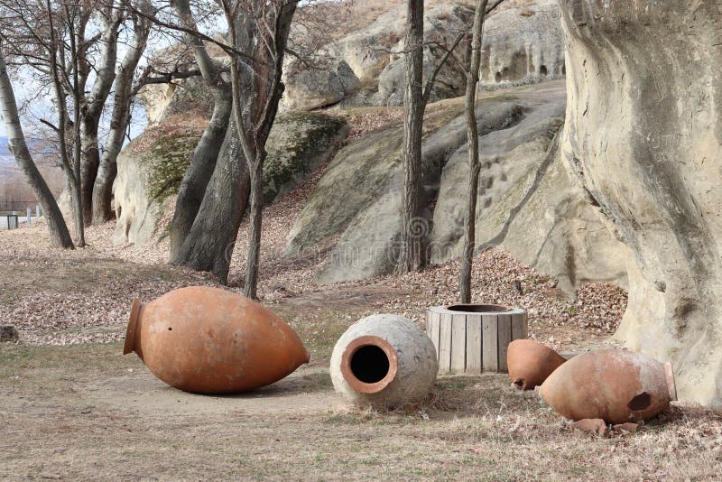 Ancient pots and rock cave stock photo. Image of ancient - 170115754