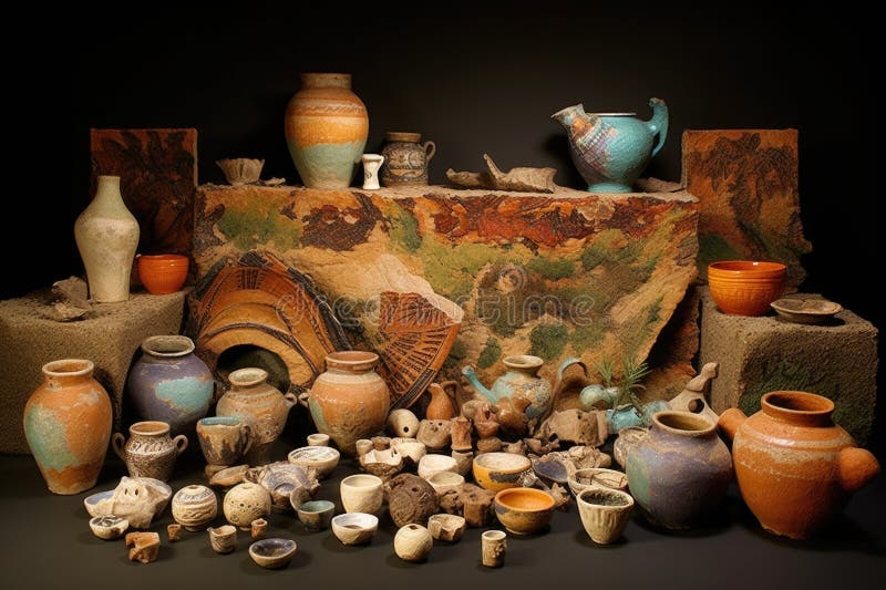 Ancient Pottery Shards on a Rustic Surface Stock Photo - Image of ...