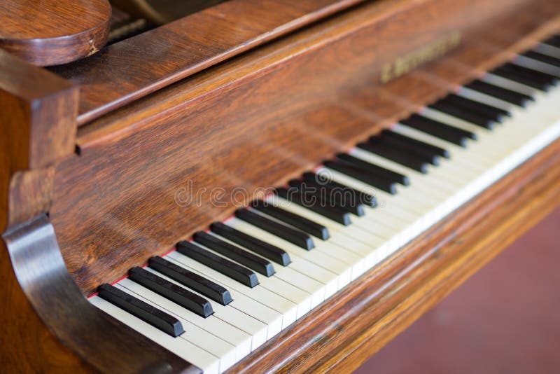 Ancient and Precious Wooden Piano: Side View Stock Photo - Image of ...