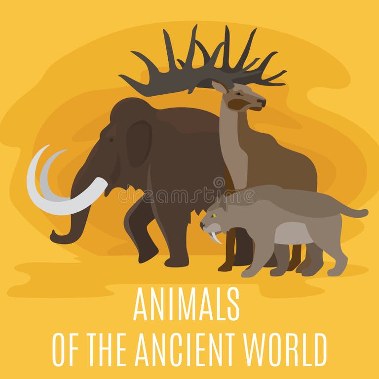 Ancient Prehistoric Stone Age Animals Stock Vector - Illustration of ...