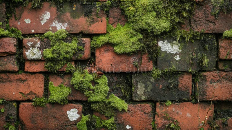 Ancient Primitive Forest Environment, Moss Growing on a Brick Wall ...