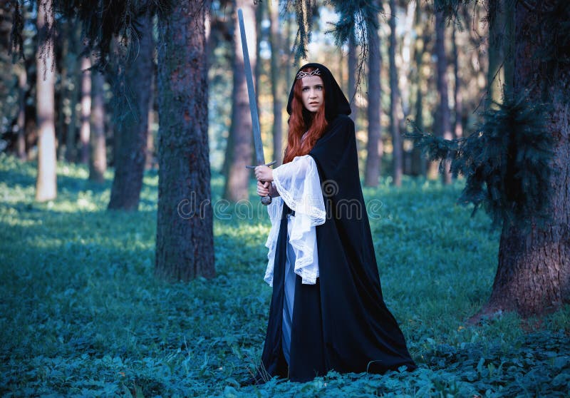 Ancient Princess with Sword Stock Photo - Image of long, fable: 102270570
