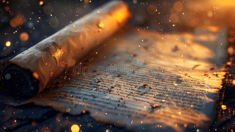 Ancient Prophecy on an Old Scroll Surrounded by Magical Stock ...