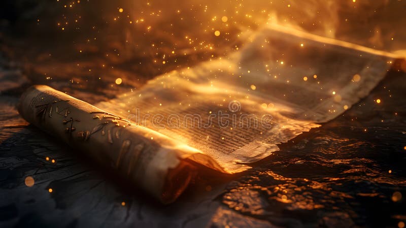 Ancient Prophecy on an Old Scroll Surrounded by Magical Stock ...