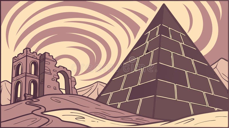 Ancient Pyramid and Archway, Historical Mystery, Vector Design ...