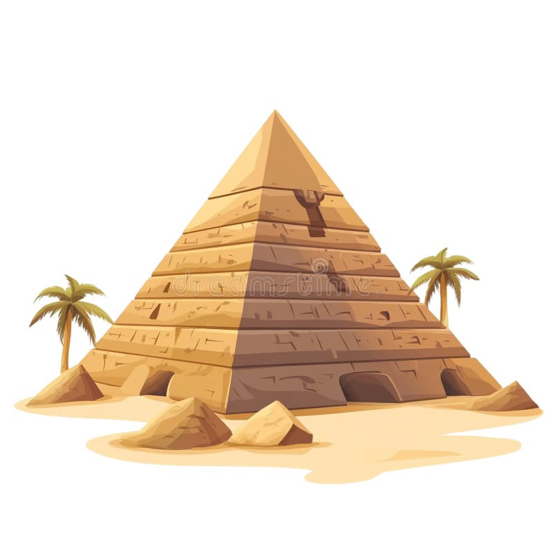 Ancient Pyramid in the Desert Sand with Palm Trees Stock Image - Image ...