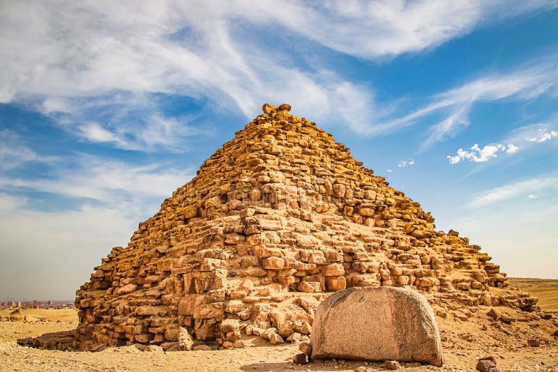 Ancient Pyramid of Mycerinus, Menkaur in Giza, Egypt Stock Photo ...