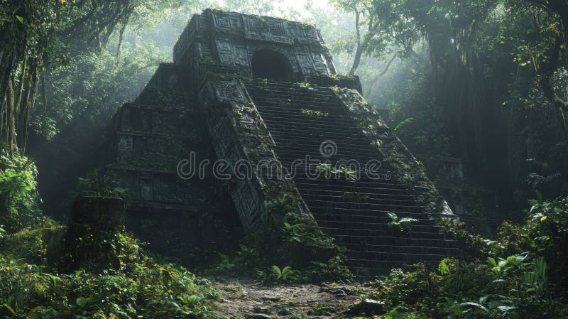 Ruins of an Ancient Pyramid in the Middle of a Dense Forest Stock Image ...