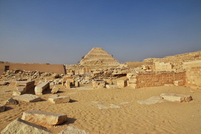 Ancient Pyramid of Sakkara in the Desert of Egypt, Africa Stock Photo ...