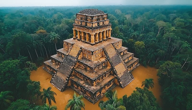 Ancient Pyramid Stands within a Lush Green Forest Stock Photo - Image ...