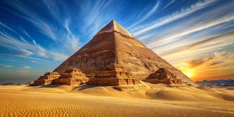 Ancient Pyramid Structure at Sunset in Desert Landscape. Generative AI ...
