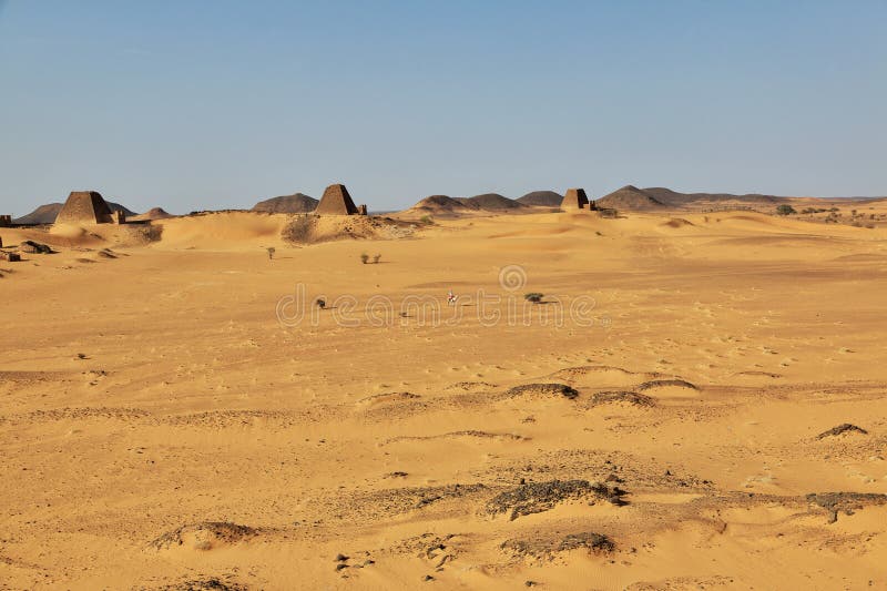 The Ancient Pyramids of Meroe in Sahara Desert, Sudan Stock Image ...