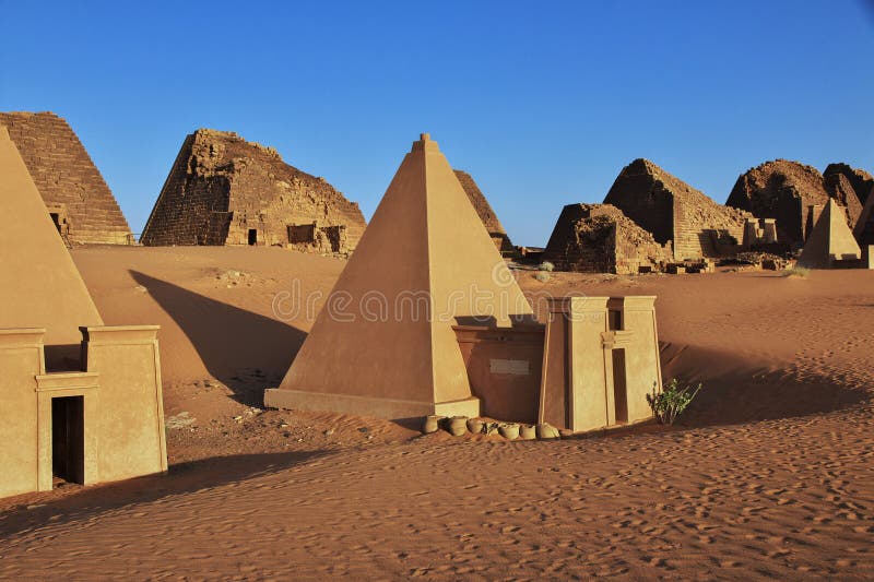 The Ancient Pyramids of Meroe in Sahara Desert, Sudan Stock Photo ...