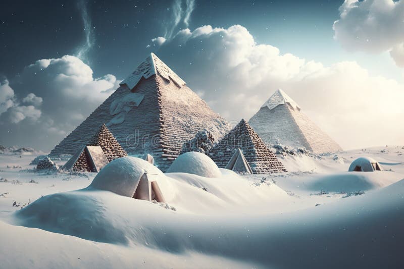 Ancient Pyramids in the Snow in the Style of the Pyramids of Egypt in ...