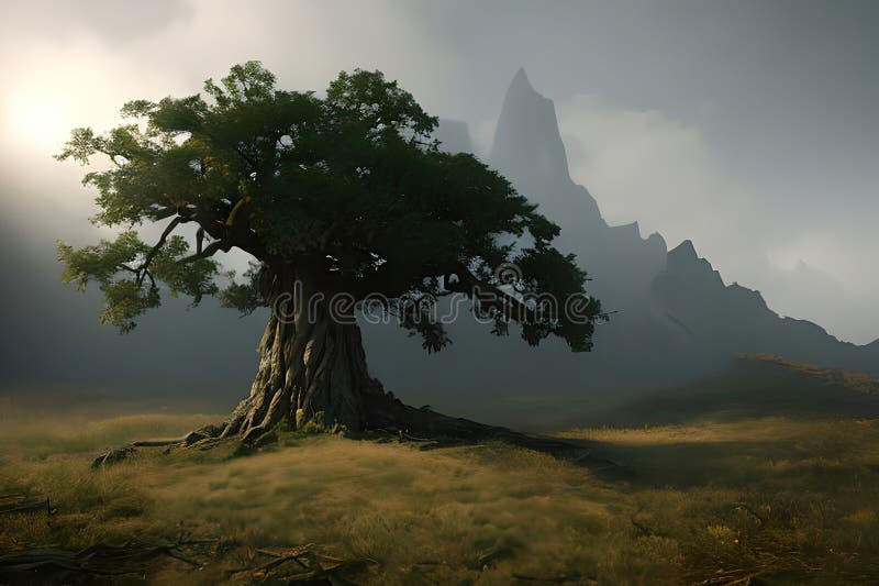 An Ancient Realistic Haunted Tree, Magical and Fantasy Stock ...