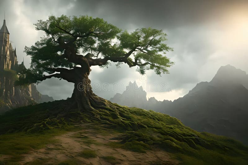 An Ancient Realistic Haunted Tree, Magical and Fantasy Stock ...