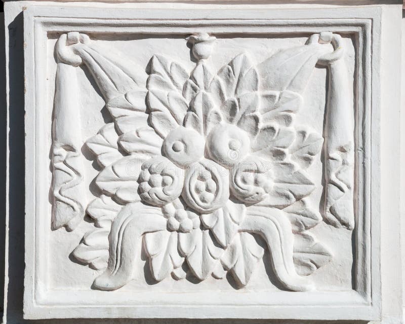 Ancient Rectangular Bas-relief with Floral Ornament Completely Stock ...