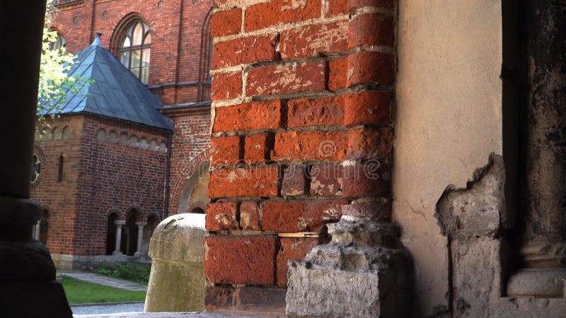 An Ancient Red Brick Wall Support in the Riga Cathedral Territory Stock ...