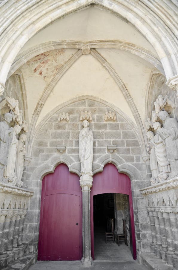 Ancient Red Church Door and Facade Decorated Stock Photo - Image of ...