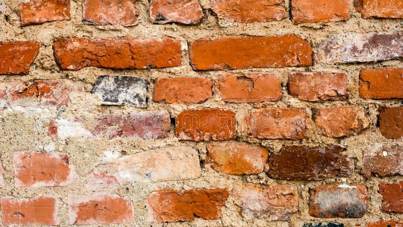 Ancient Red Clay Brick Wall, Texture for Background Stock Image - Image ...