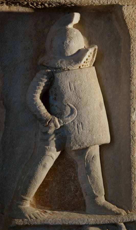 Ancient Relief Sculpture of Roman Gladiator Stock Photo - Image of ...