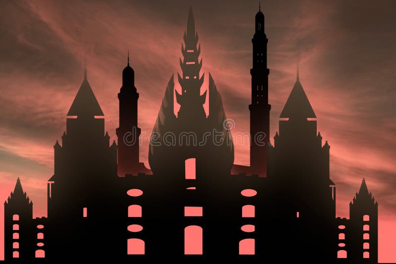 Ancient Religious Temple Over a Landscape at Dusk. Religious ...