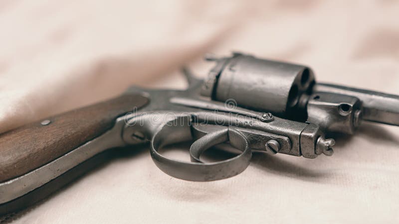 Ancient revolver. Old gun stock image. Image of bullets - 85856227